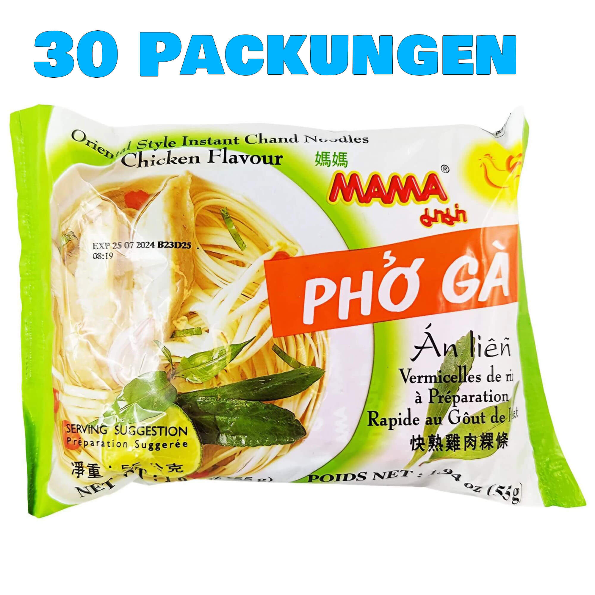 Mama Pho Ga Instant Reisnudeln Chicken 30er Pack (30 x 55g) günstig ...