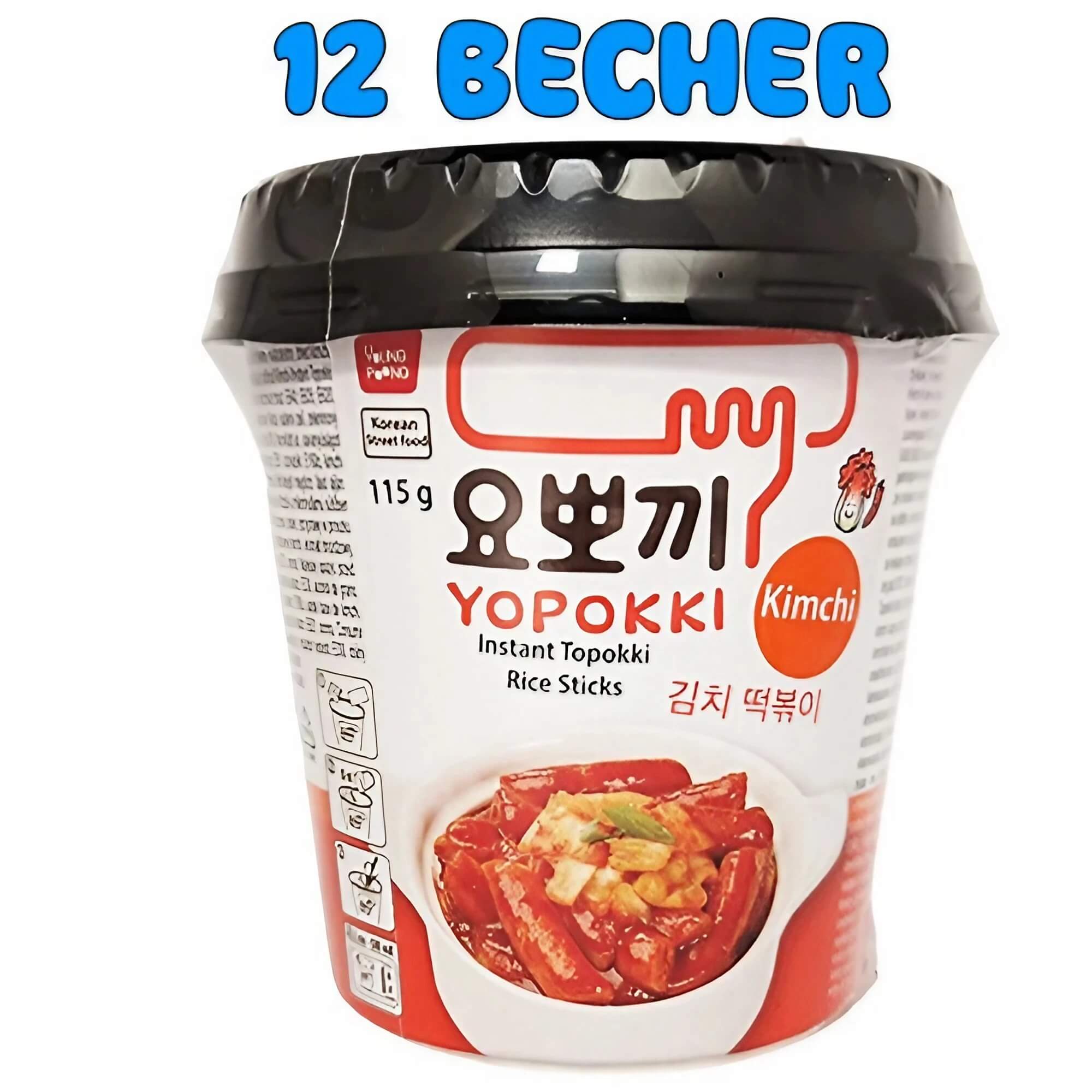 Yopokki Instant Kimchi Topokki Reiskuchen 12er Pack (1 Karton 12 x 115g ...